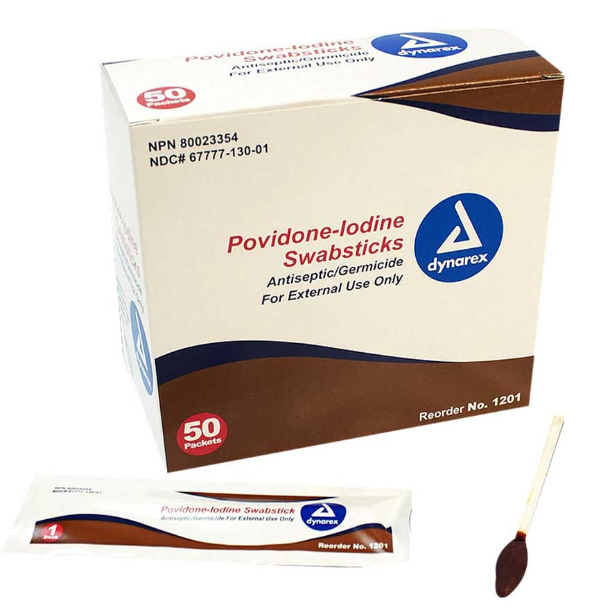 SupplyMe | Dynarex Povidone Iodine Swab Stick - Box of 50